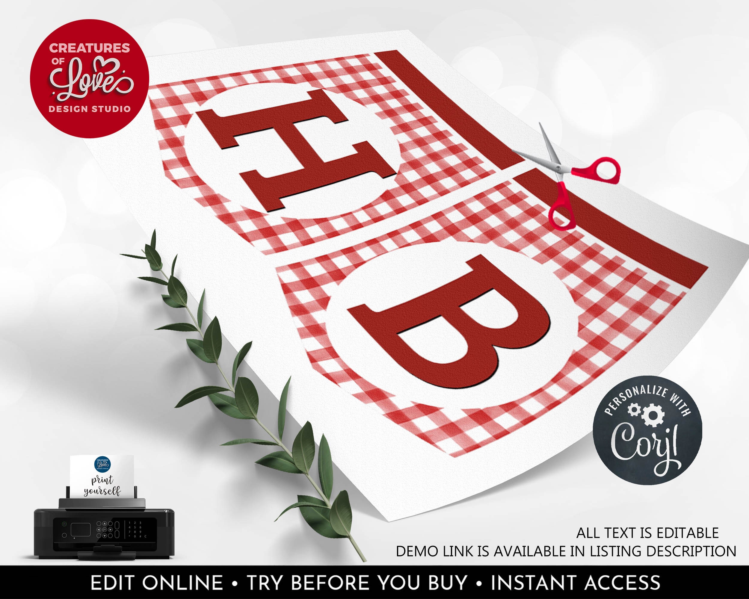 Little Red Riding Hood Pennant Banner Editable Red Riding Hood Birthday ...