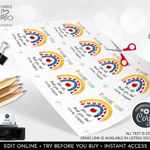 EDITABLE Teacher Appreciation Gift Tag Rainbow Gift Tag School Employee ...