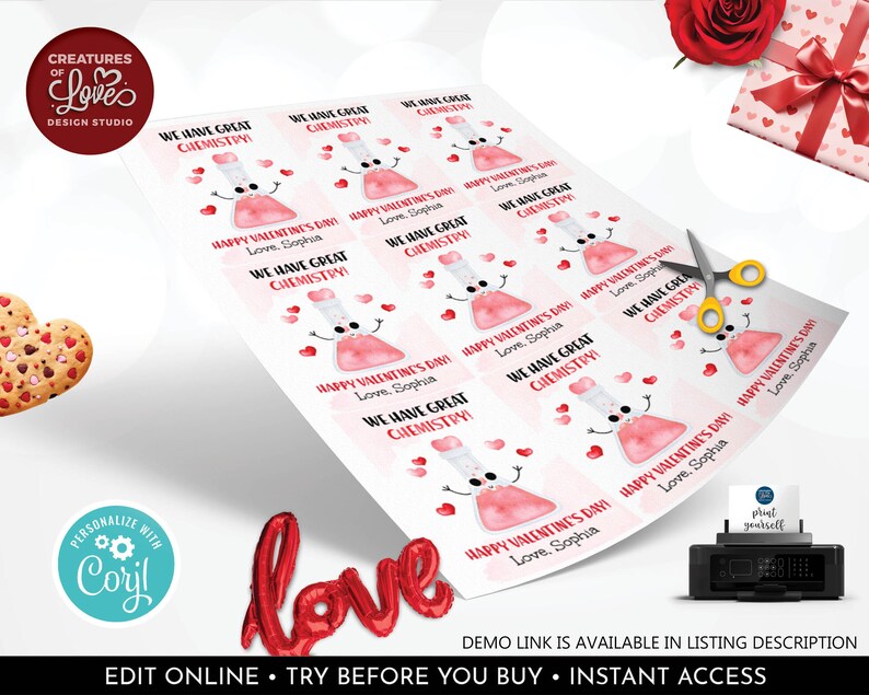 Editable Valentine's Day Cards Good Chemistry Valentines Card School ...