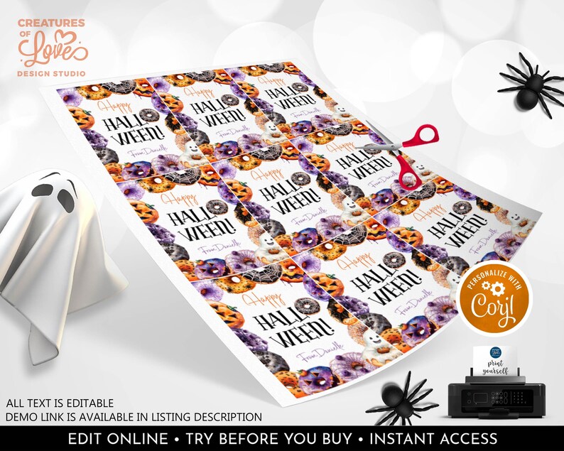 Editable Happy Halloween Gift Tags Trick or Treat Favor Tags Halloween ...