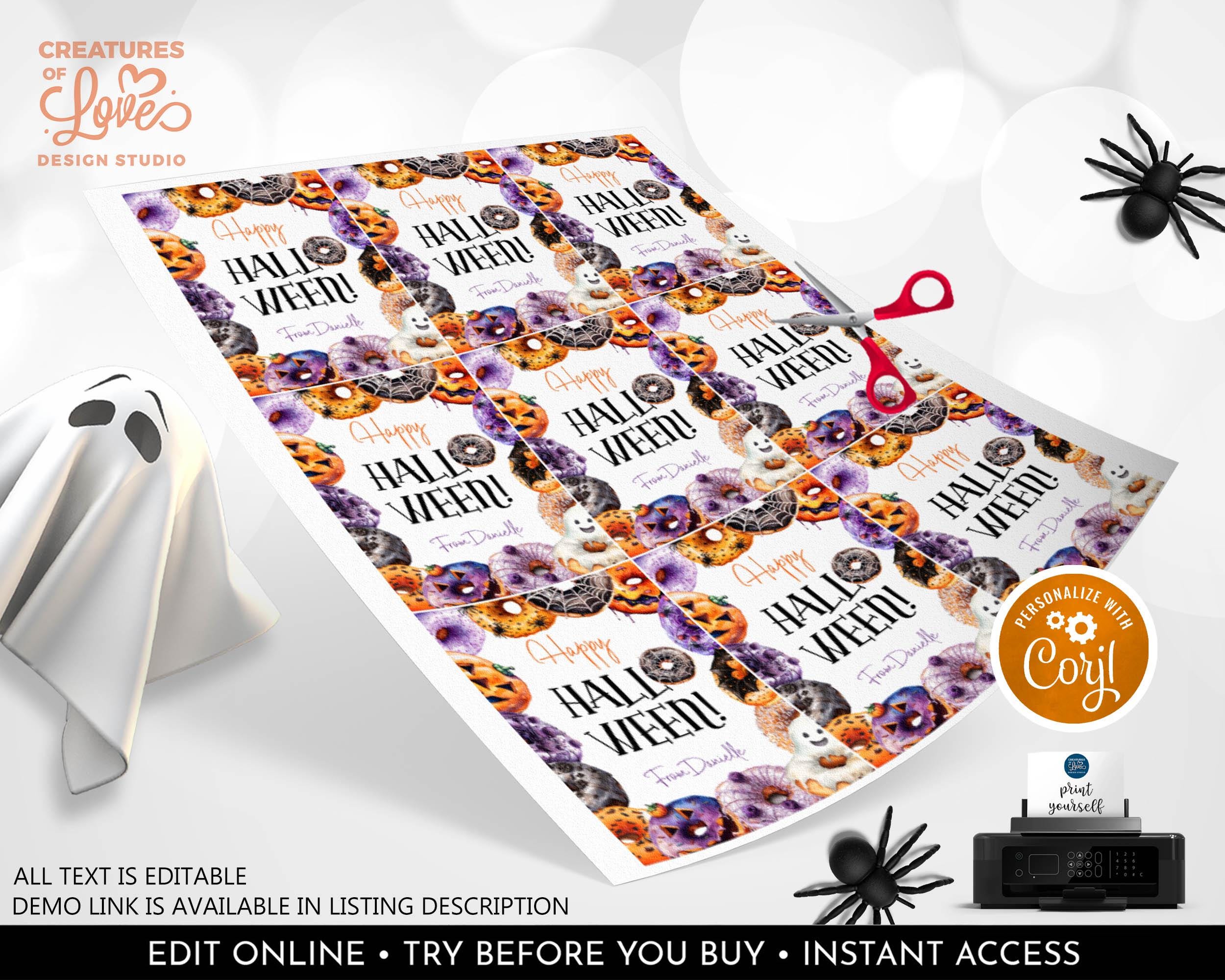 Editable Happy Halloween Gift Tags Trick or Treat Favor Tags Halloween ...