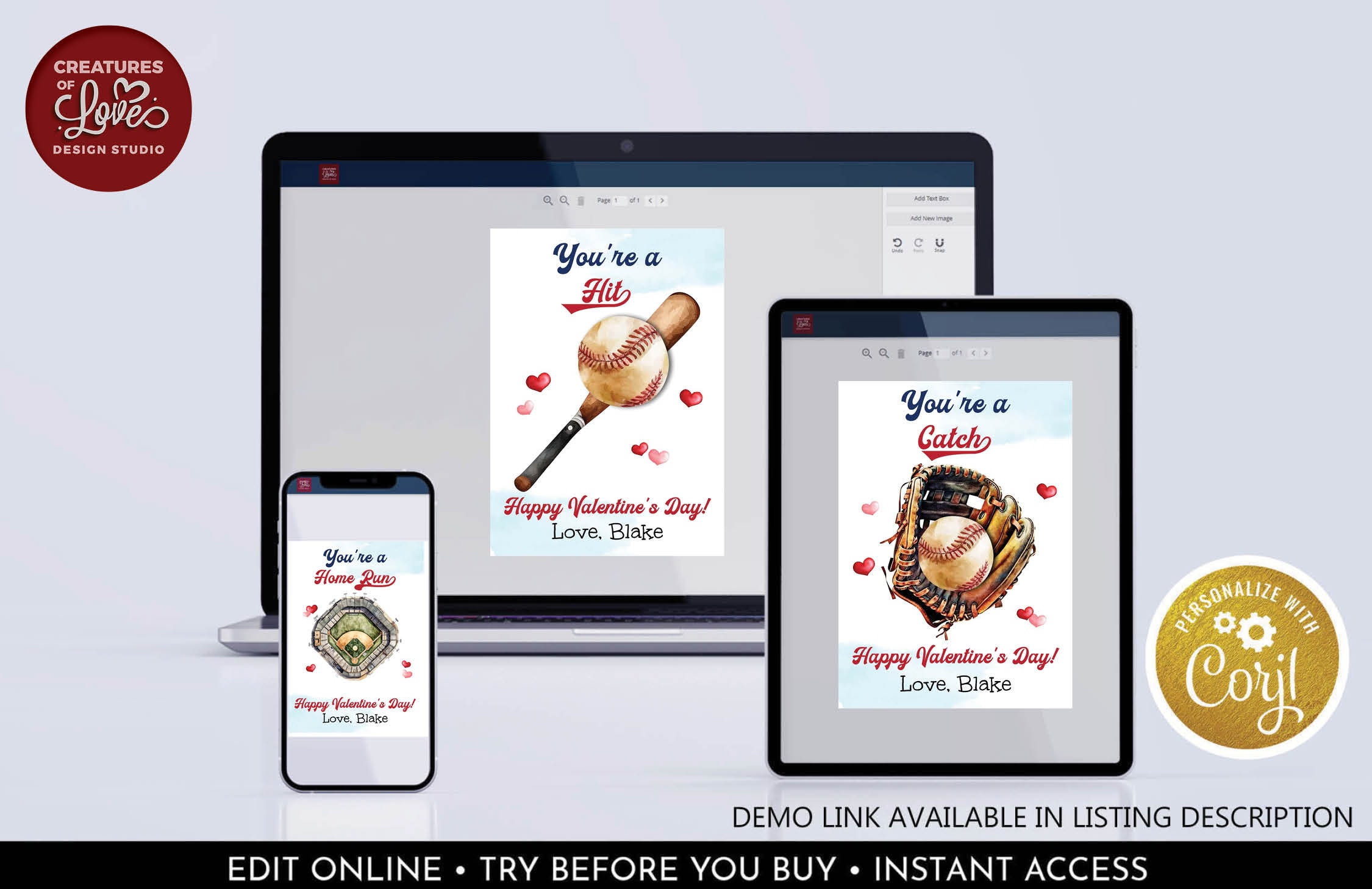 Editable Baseball Valentine's Day Cards Valentine's Day Gift Tags ...