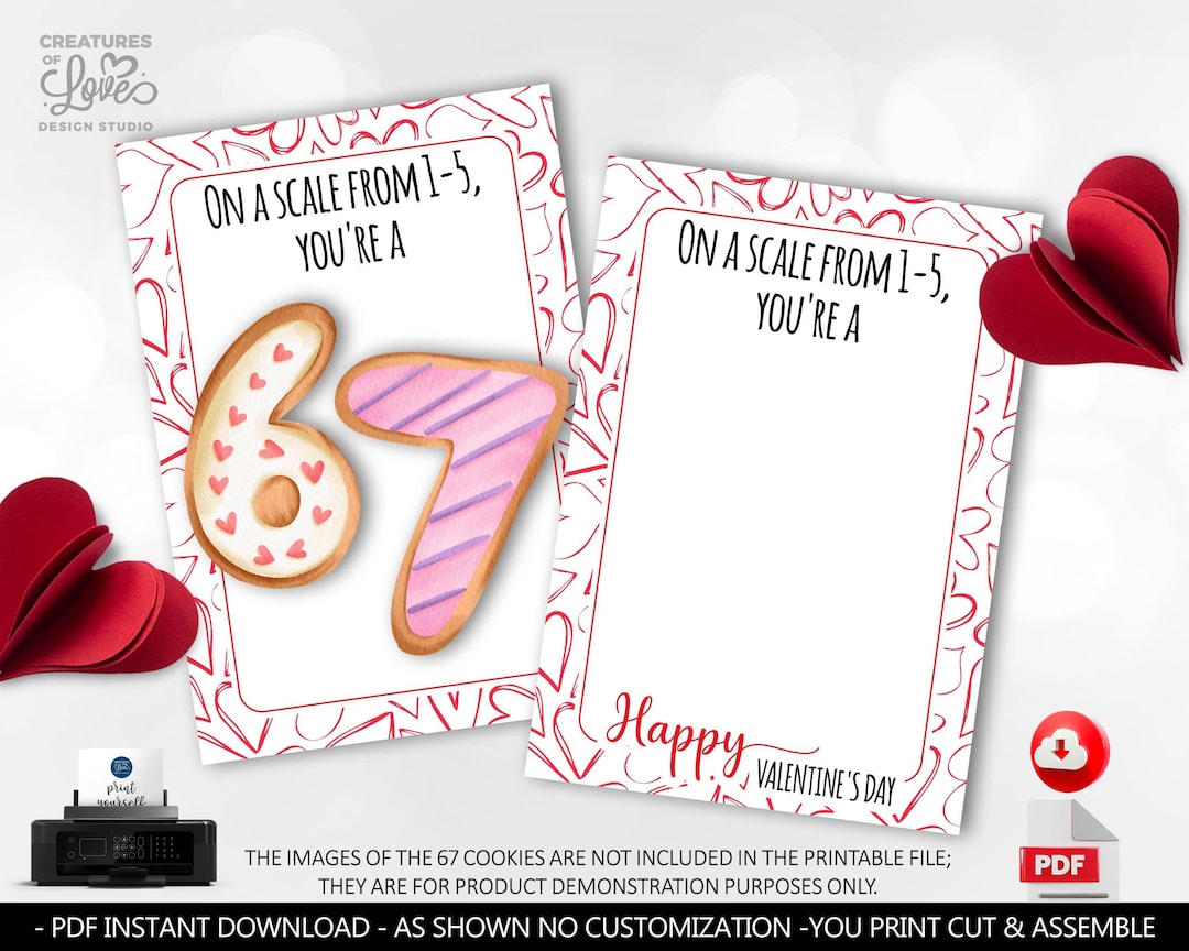 Valentine's Day Cookie Card 67 Cookie Card 67 Printable 67 Scale Mini ...