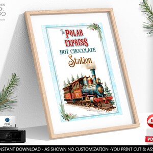 Hot Chocolate Station Sign Polar Express Hot Cocoa Sign Christmas North ...
