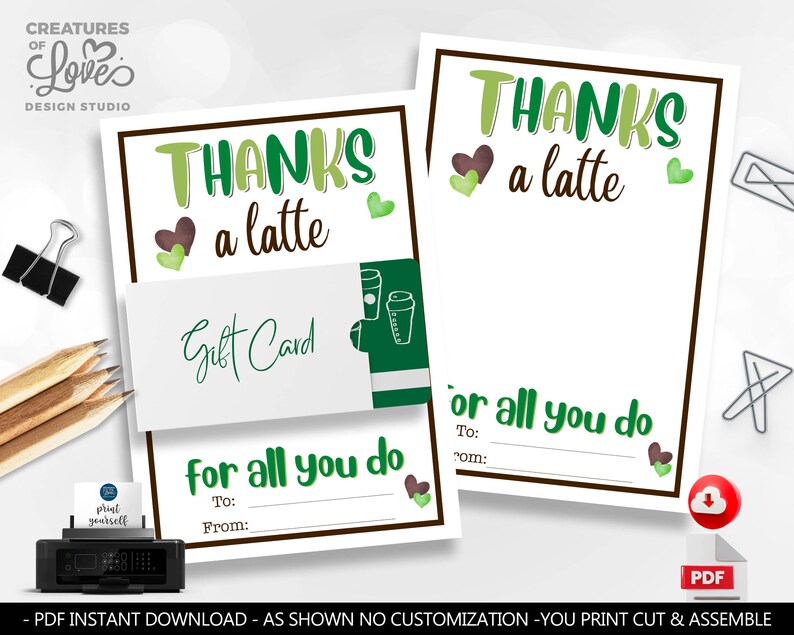 Thanks a Latte for All You Do Gift Card Holder Teacher Appreciation ...