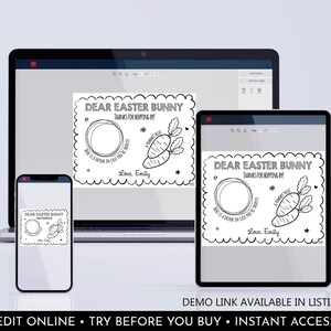 Easter Bunny Placemat Editable Easter Bunny Treat Placemat Easter Bunny ...