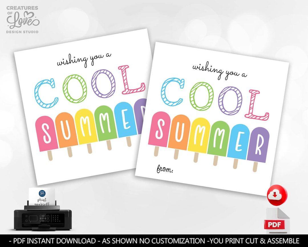 Wishing You a Cool Summer Gift Tag Last Day of School Tag Kids ...