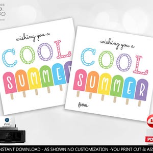 Wishing You a Cool Summer Gift Tag Last Day of School Tag Kids ...