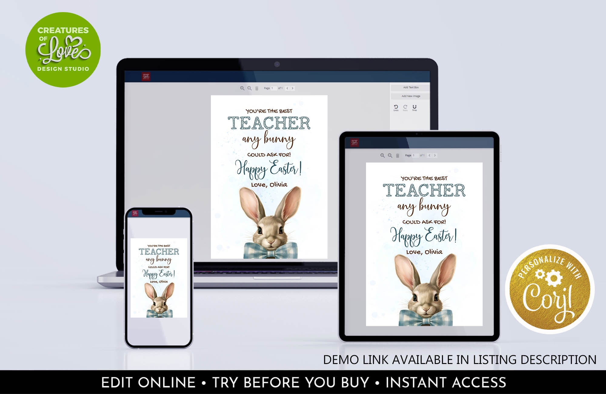 Editable Teacher Gift Tag You're the Best Teacher Any Bunny Could Ask ...