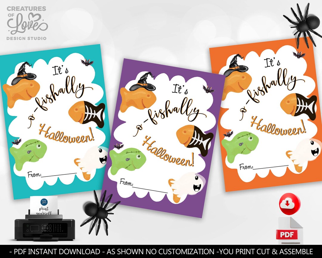 Halloween Tags O-fish-ally Halloween Tag Gold Fish Halloween Snack ...