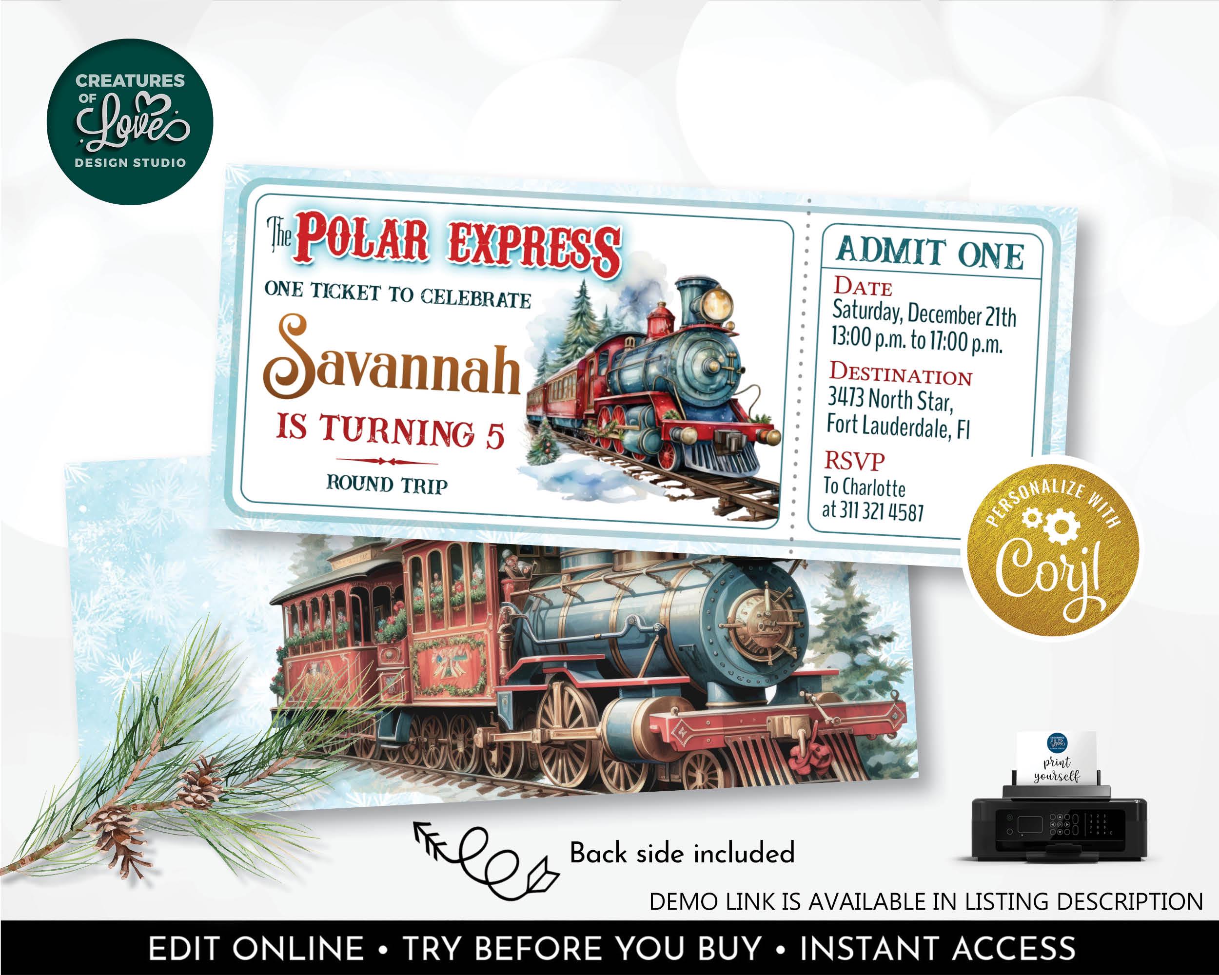 Polar Express Birthday Party Invitation Editable North Pole Train ...