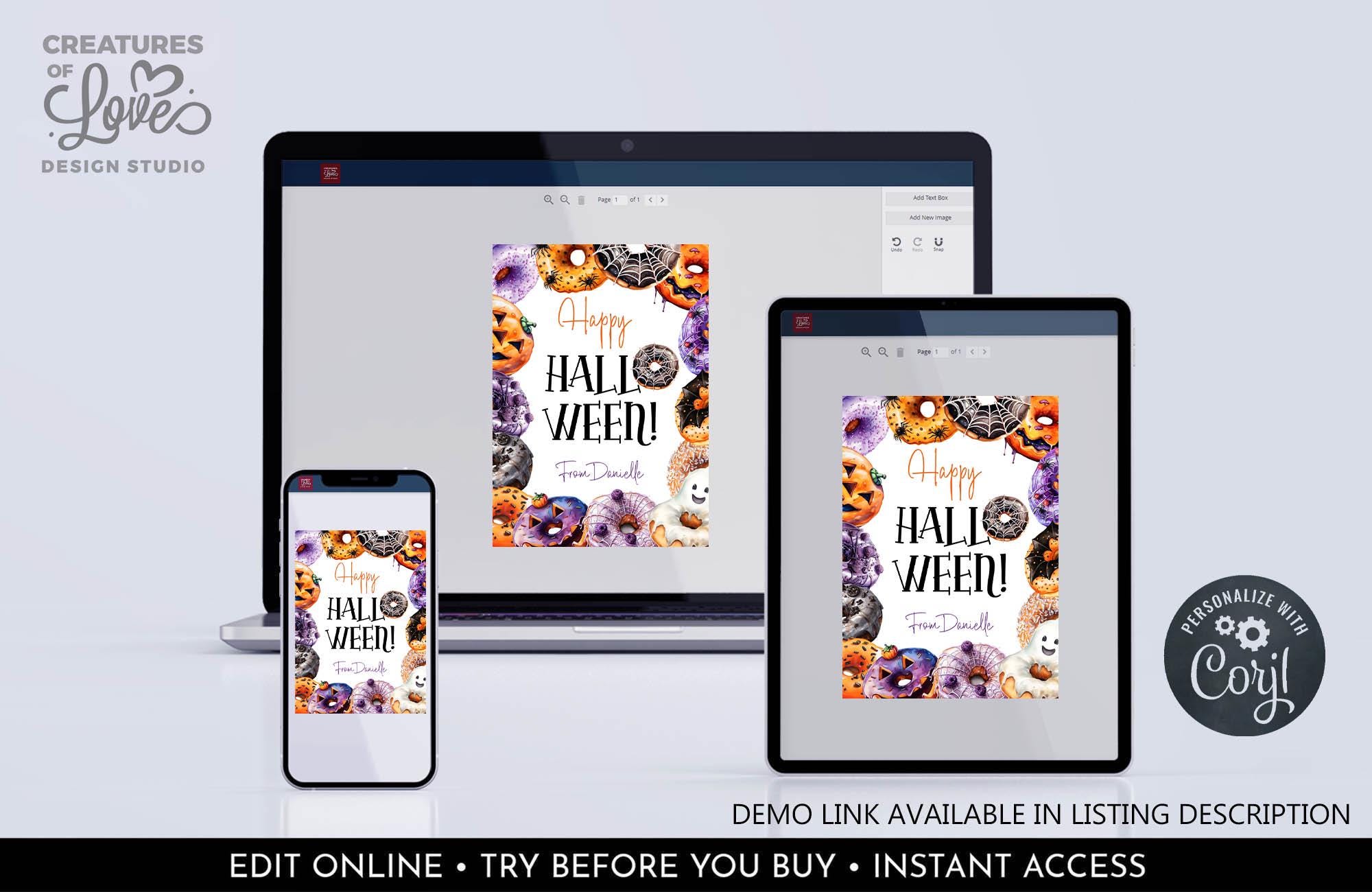 Editable Happy Halloween Gift Tags Trick or Treat Favor Tags Halloween ...