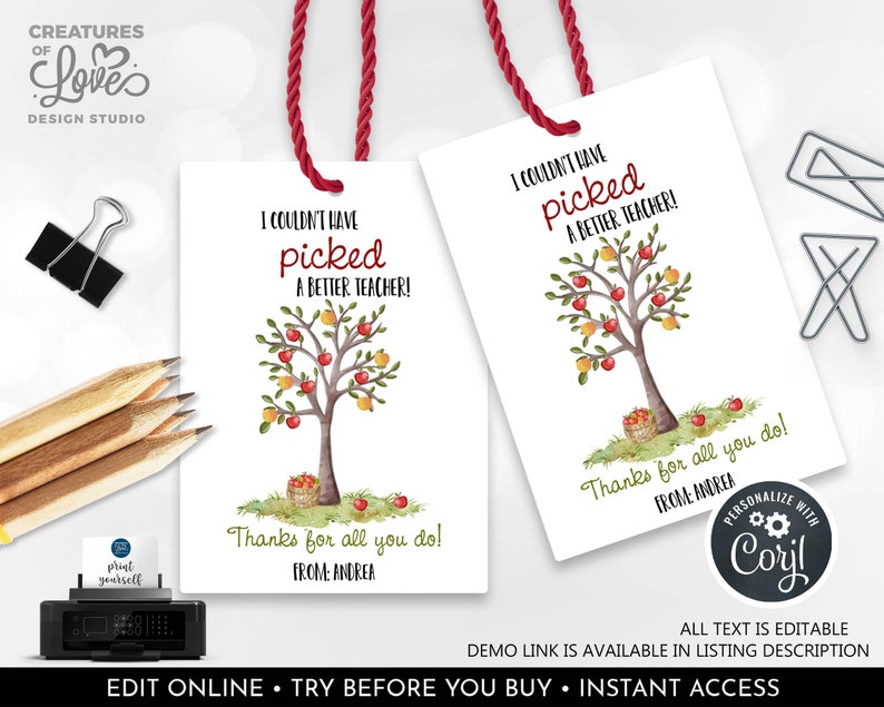 EDITABLE Teacher Appreciation Gift Tag Picked a Better Teacher Tag ...