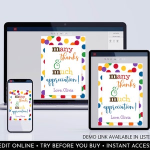 EDITABLE Many Thanks and Much Appreciation Gift Tag Teacher ...