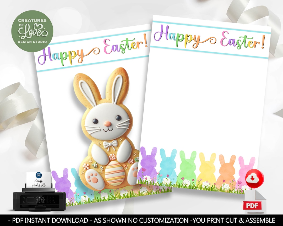 Easter Cookie Card Holder Happy Easter Cookie Tag Bunny Easter Mini ...