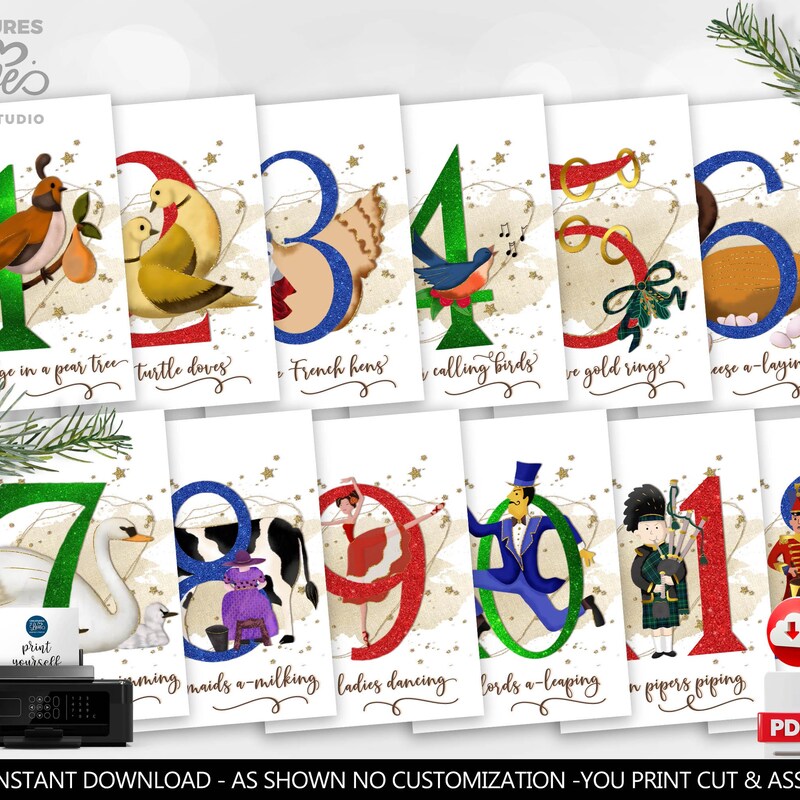 12 Days of Christmas Signs, Twelve Days of Christmas Signs, - Etsy