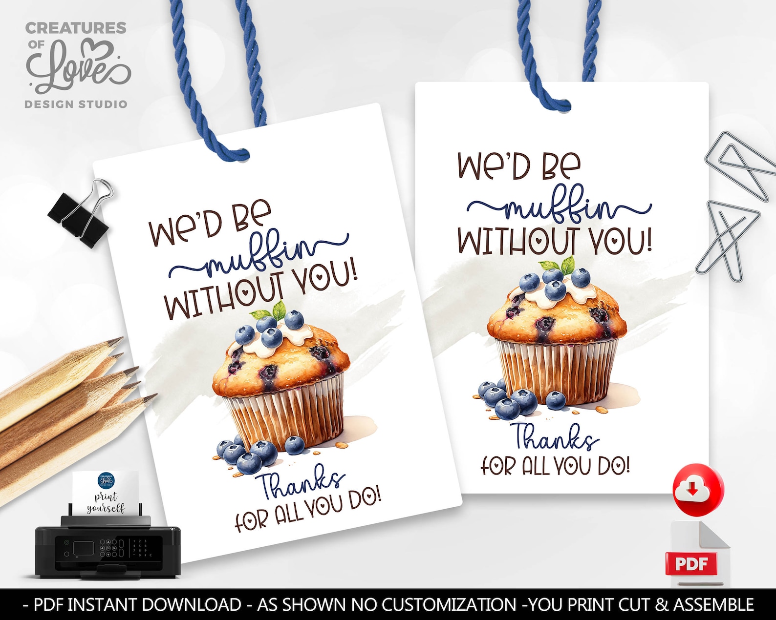 Teacher Appreciation Gift Tag Muffin Without You Gift Tag Employee ...