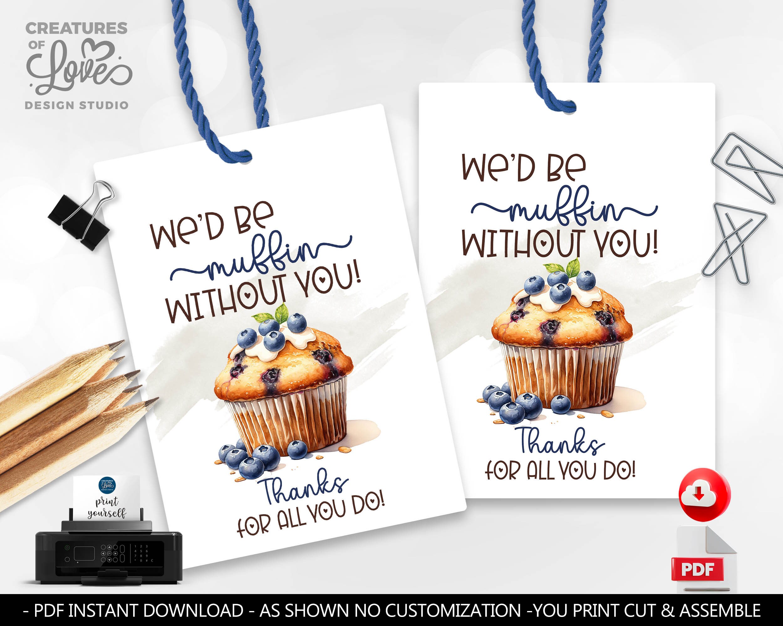 Teacher Appreciation Gift Tag Muffin Without You Gift Tag Employee ...