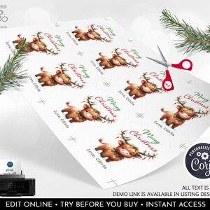 Editable Mooey Christmas Tag Highland Cow Christmas Gift Tag Holiday ...