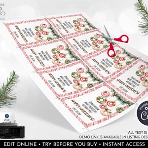 Editable Christmas Donut Tags Christmas Gift Tag Happy Holiday Treat ...