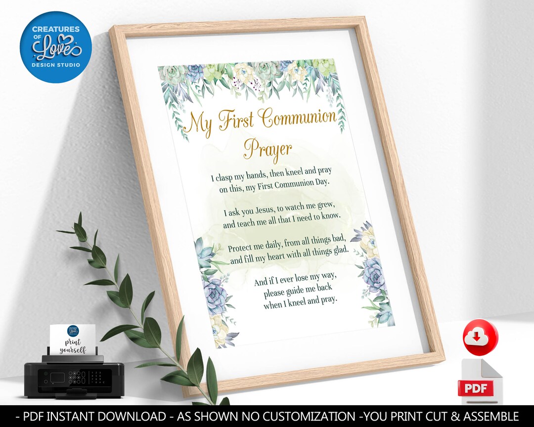 First Holy Communion Prayer First Communion Party Decoration Floral ...