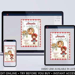 Little Red Riding Hood Invitation Editable Red Riding Hood Birthday ...