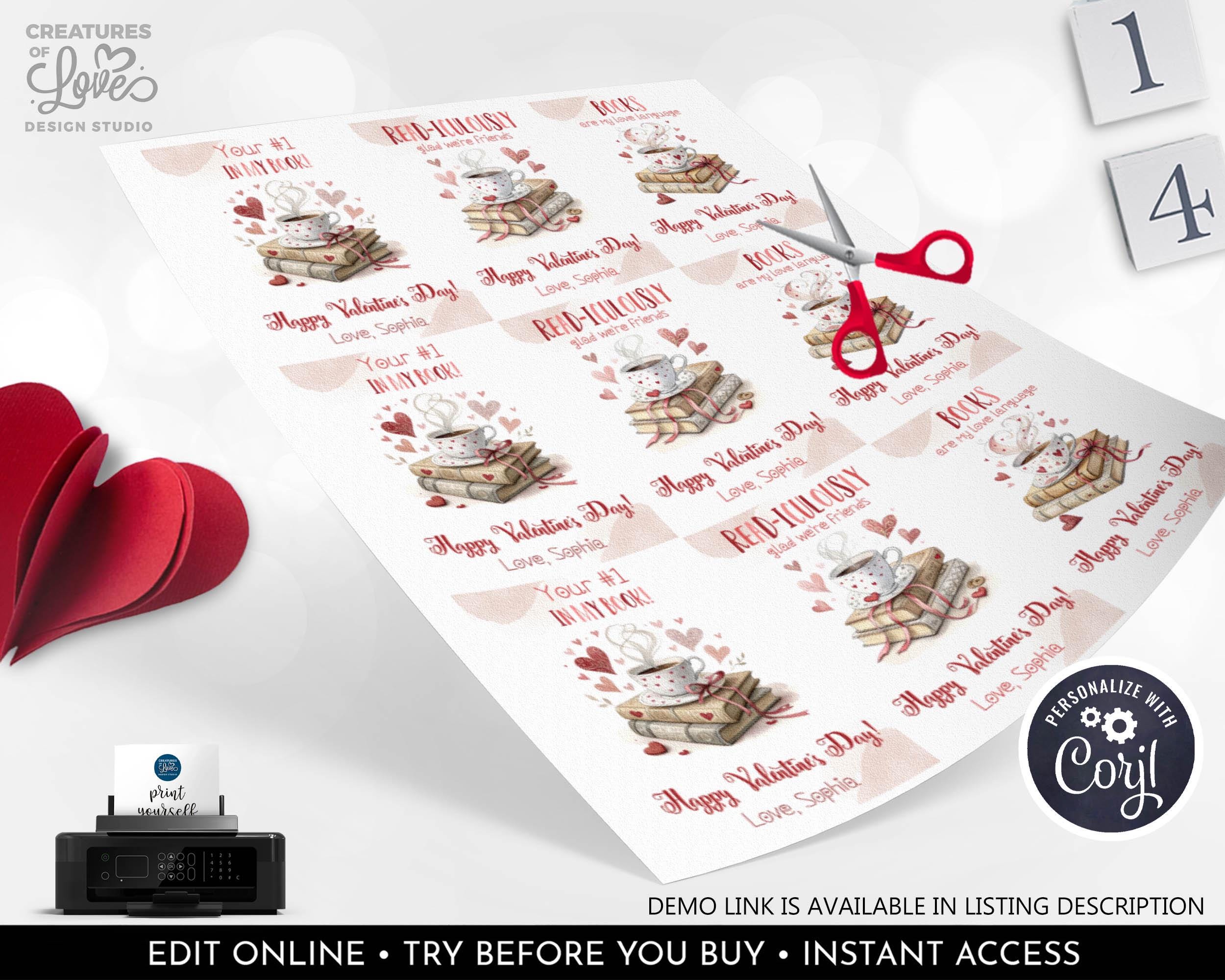 Editable Book Valentine's Day Card You're #1 in My Book Read-iculously ...