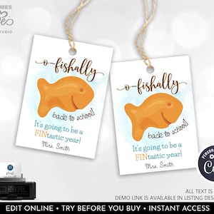 Editable O-fish-ally Back to School Gift Tag School First Day of School ...