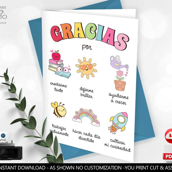 Spanish Teacher Appreciation Card - Etsy