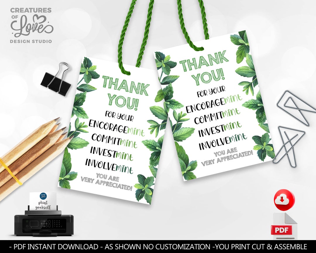 Teacher Appreciation Gift Tags Mint Tag Mint Gum Employee Staff Boss ...