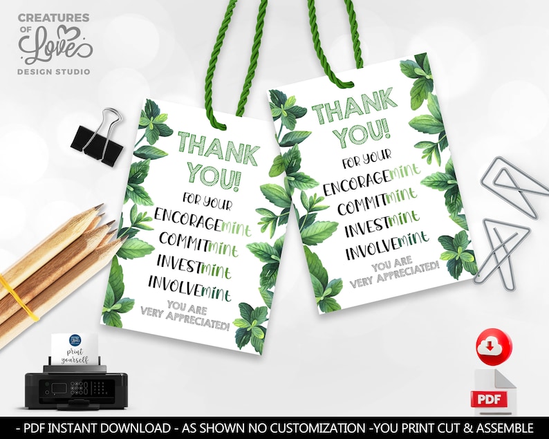 Teacher Appreciation Gift Tags Mint Tag Mint Gum Employee Staff Boss ...