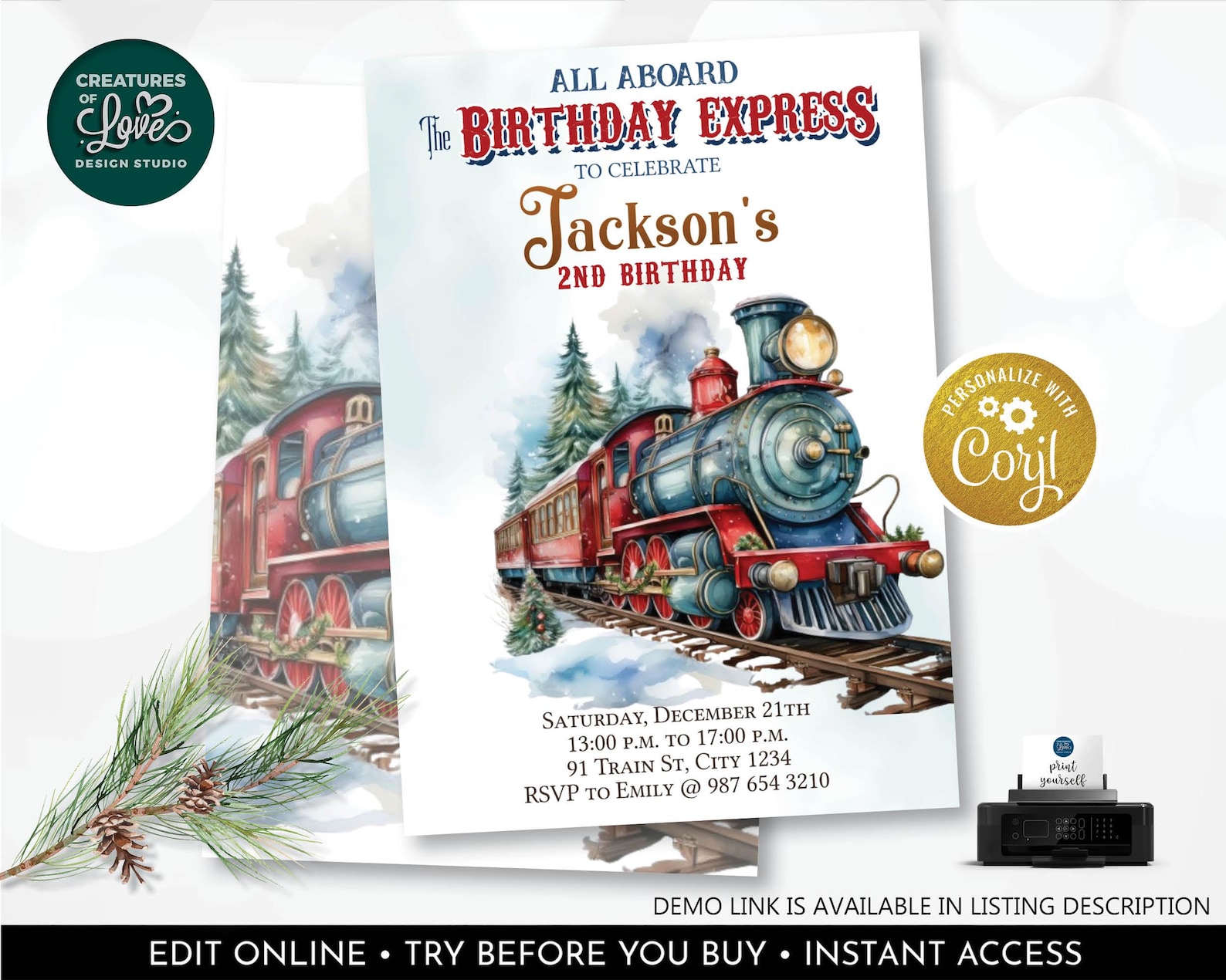 Polar Express Birthday Party Invitation Editable Christmas Train Party ...