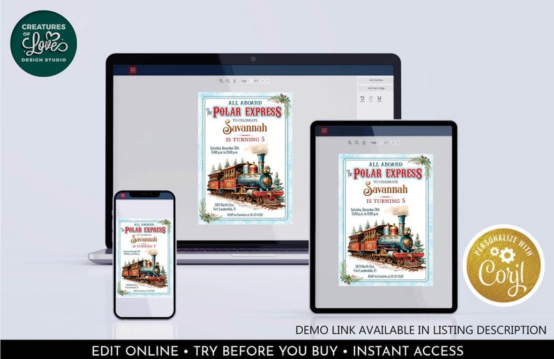 Polar Express Birthday Party Invitation Editable North Pole Train Party ...