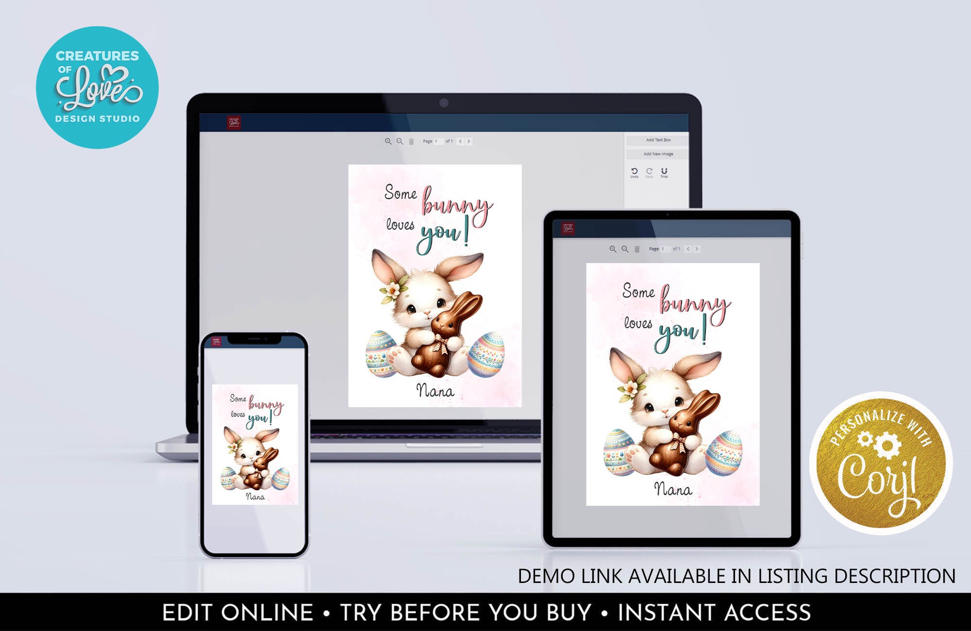 Editable Easter Tag Some Bunny Loves You Gift Tag Easter Bunny Favor ...