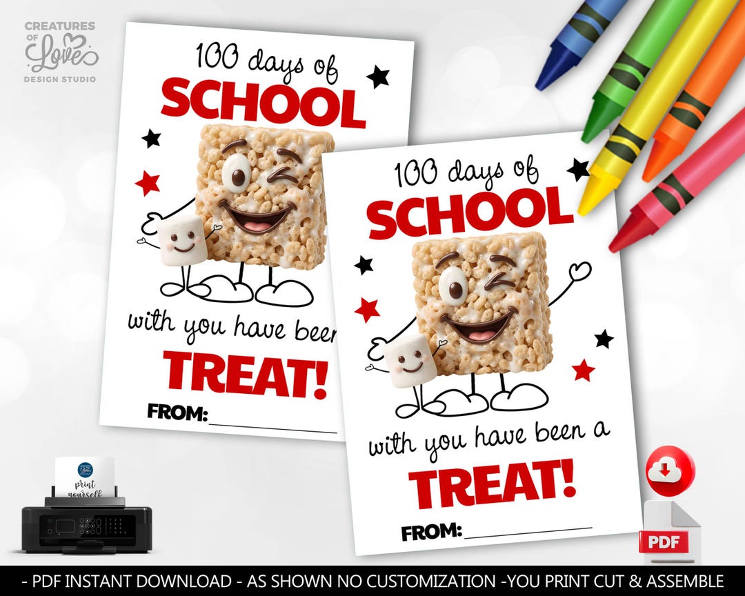 100 Days of School Gift Tags 100th Day of School Treat Tags Teacher ...