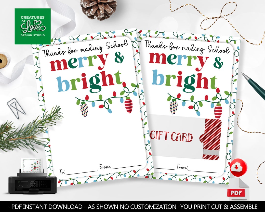 Thank You for Making School Merry and Bright Gift Card Holder Christmas ...