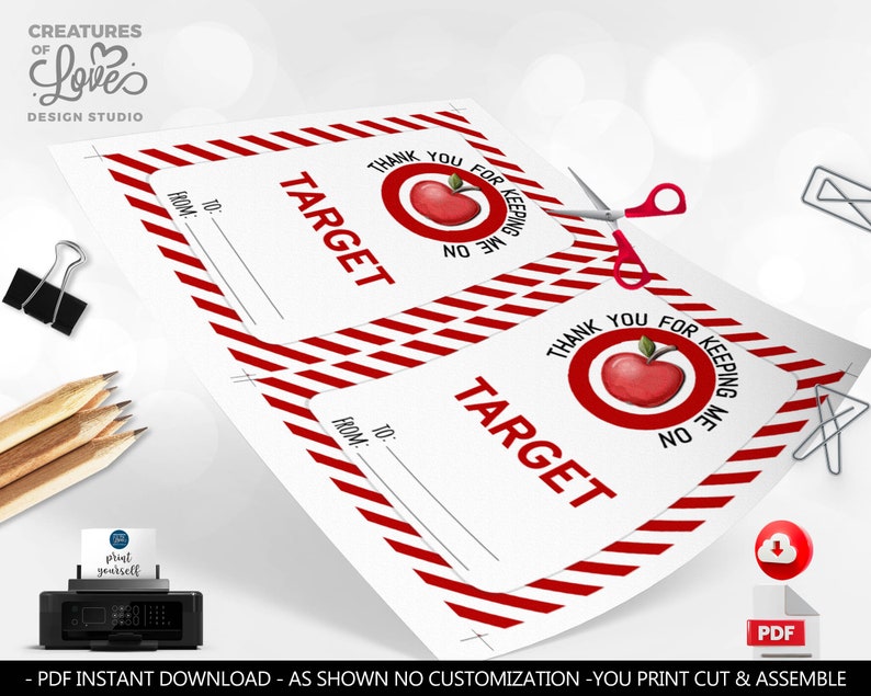 Teacher Appreciation Card Holder Thank You for Keeping Me on Target ...