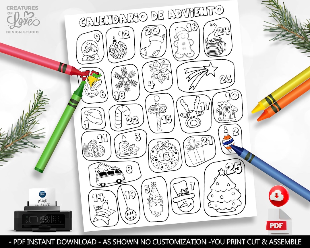 Calendario De Adviento Christmas Countdown Poster Kids Classroom Advent ...
