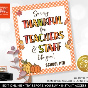 Editable Thanksgiving Teacher Appreciation Sign Fall Thankful Teachers ...