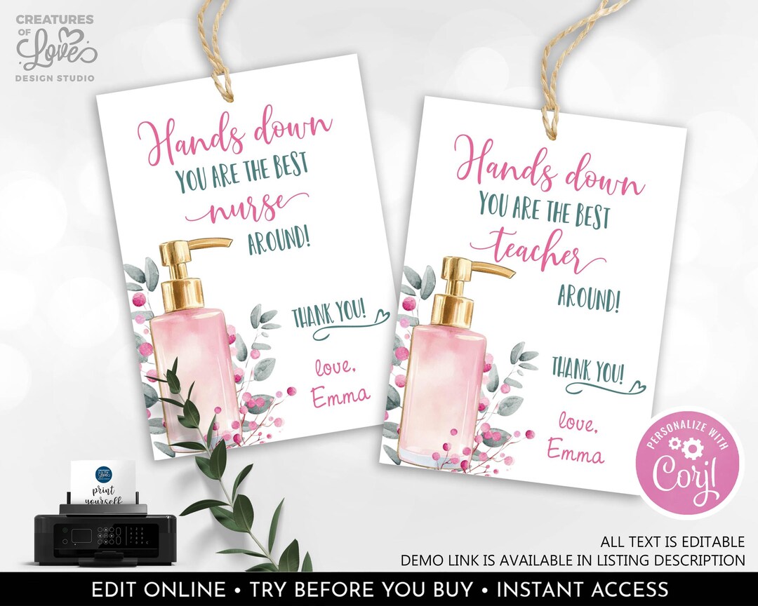 EDITABLE Soap Tag Hands Down You're the Best Around Tags Teacher ...