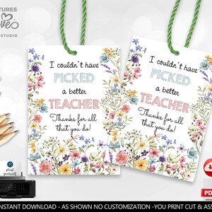 Thank You Couldn't Have Picked a Better Teacher Flower Gift Tag Plant ...
