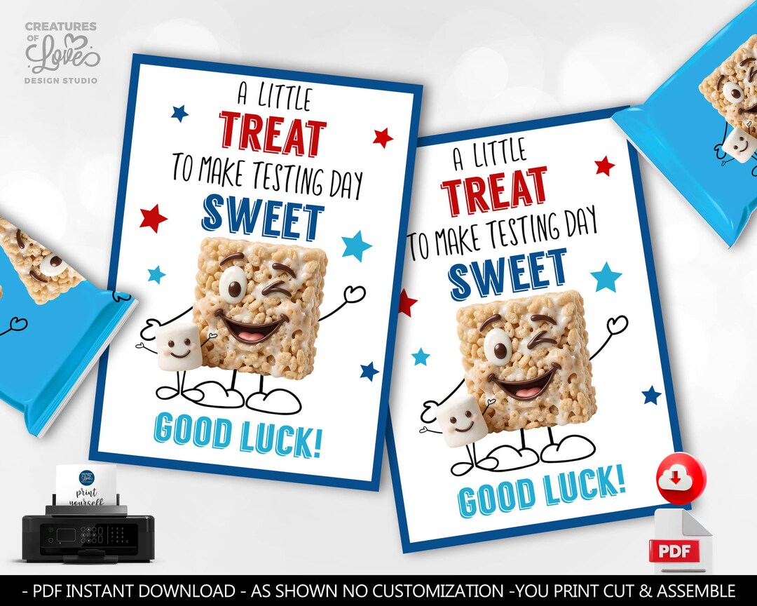 Printable Testing Day Treat Tags Classroom Snack Sweet Treat Good Luck ...
