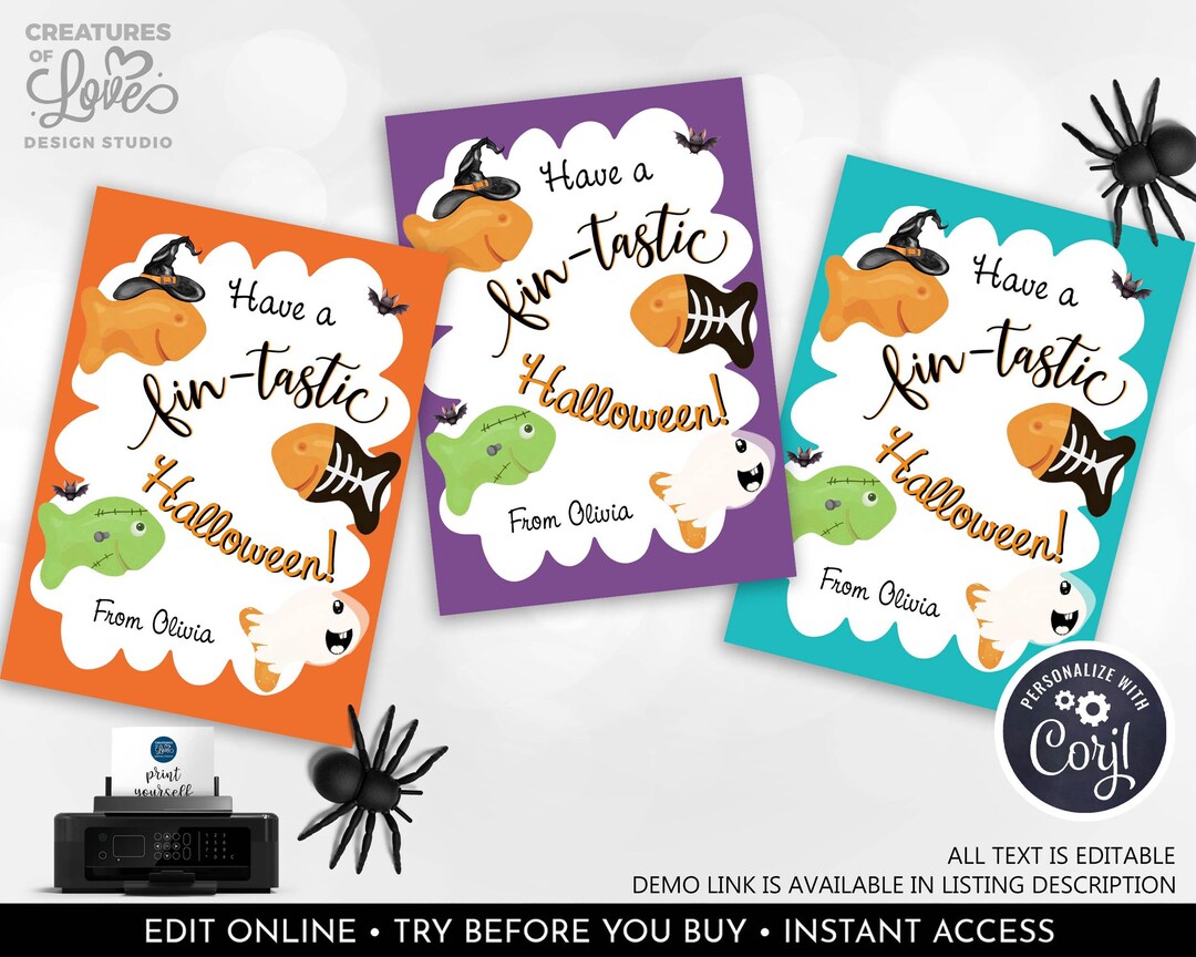 EDITABLE Halloween Gift Tags Fintastic Halloween Fish Crackers Tag ...