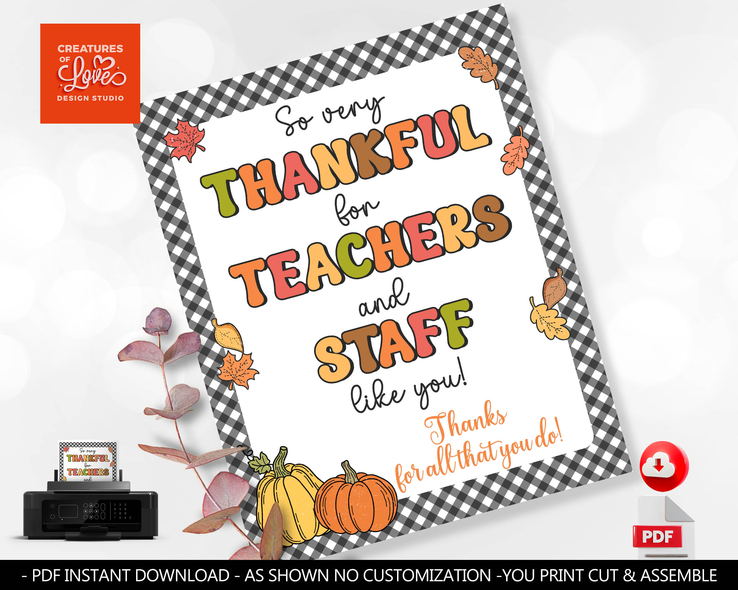 Thanksgiving Teacher Appreciation Sign so Very Thankful for Teachers ...