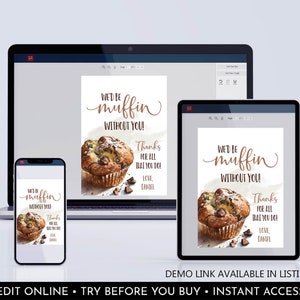 EDITABLE Muffin Gift Tag Teacher Appreciation Gift Tag School Employee ...