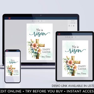 Easter Favor Tags Editable He is Risen Tag Easter Party Labels ...