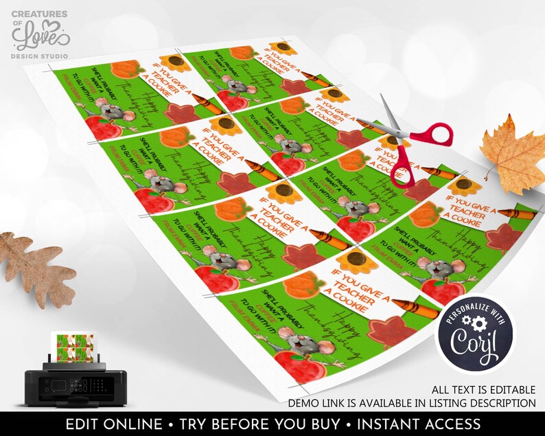 Editable Teacher Appreciation Thank You Card Thanksgiving Teacher ...