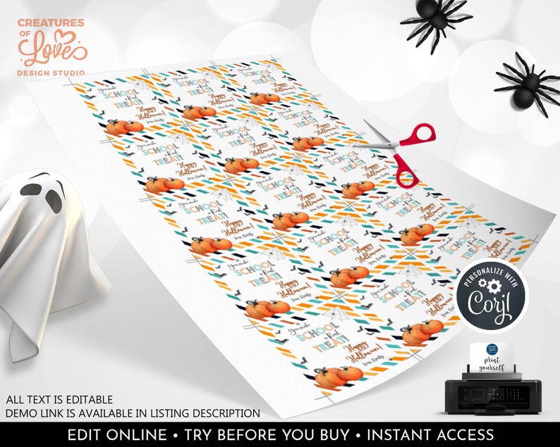 You Make School a Real Treat Halloween Gift Tag Trick or Treat Favor ...