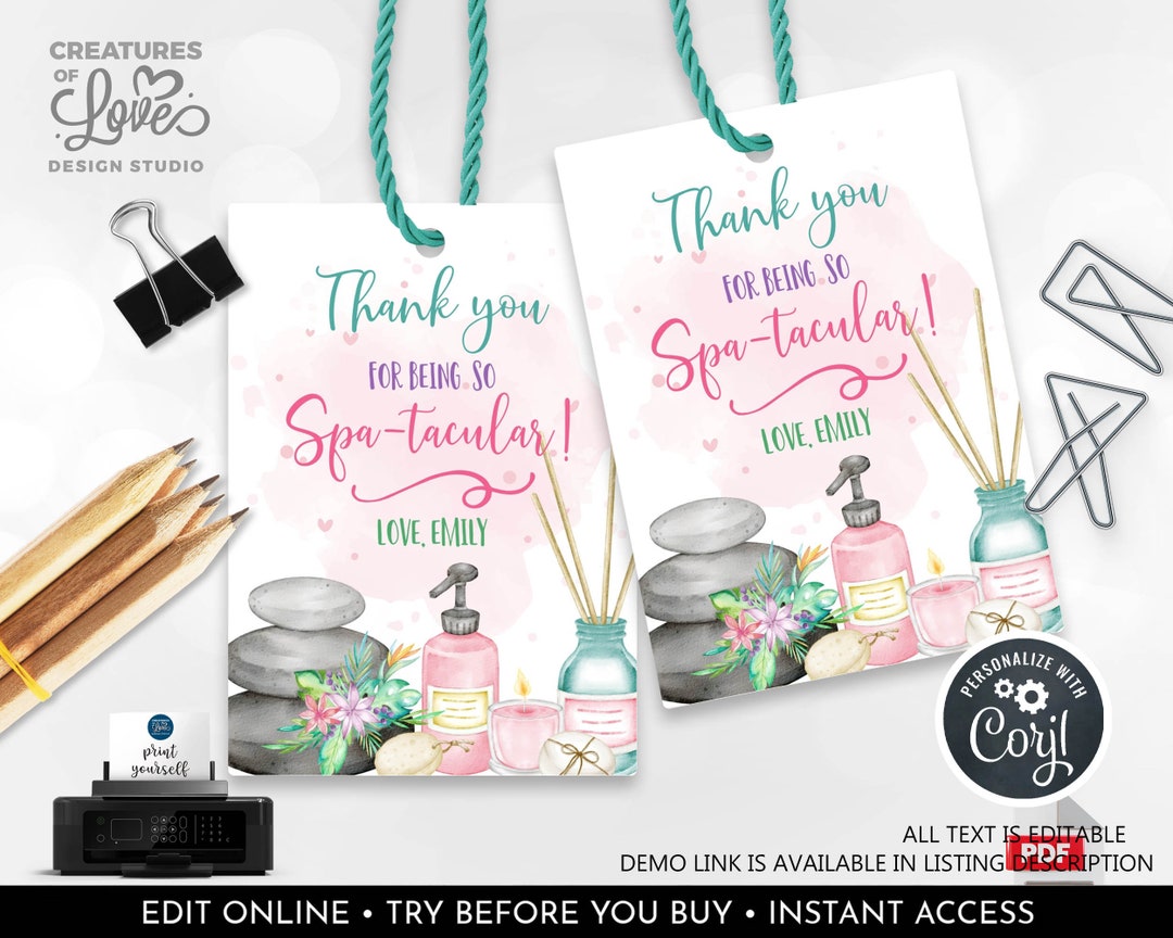 EDITABLE Teacher Appreciation Spa Tags School Employee Staff Boss ...