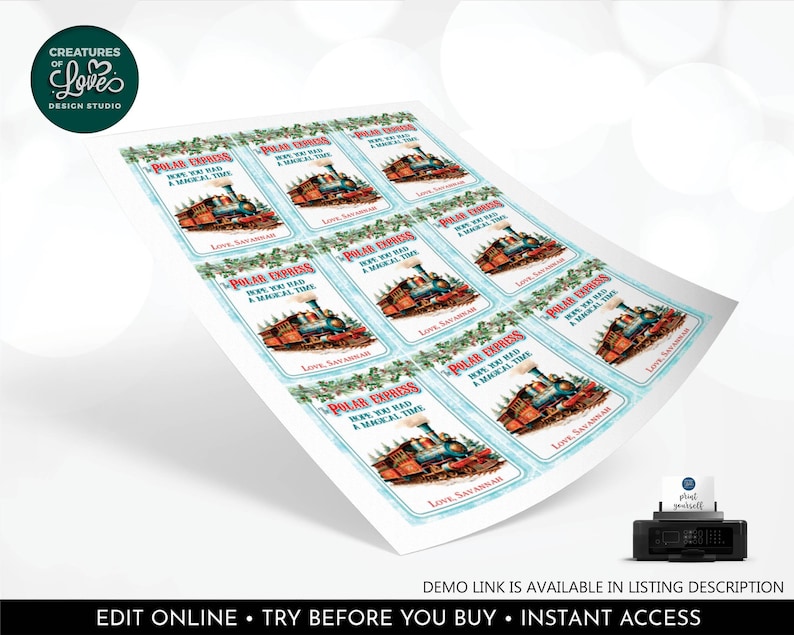 Polar Express Gift Tag North Pole Train Favor Tag Editable Christmas ...
